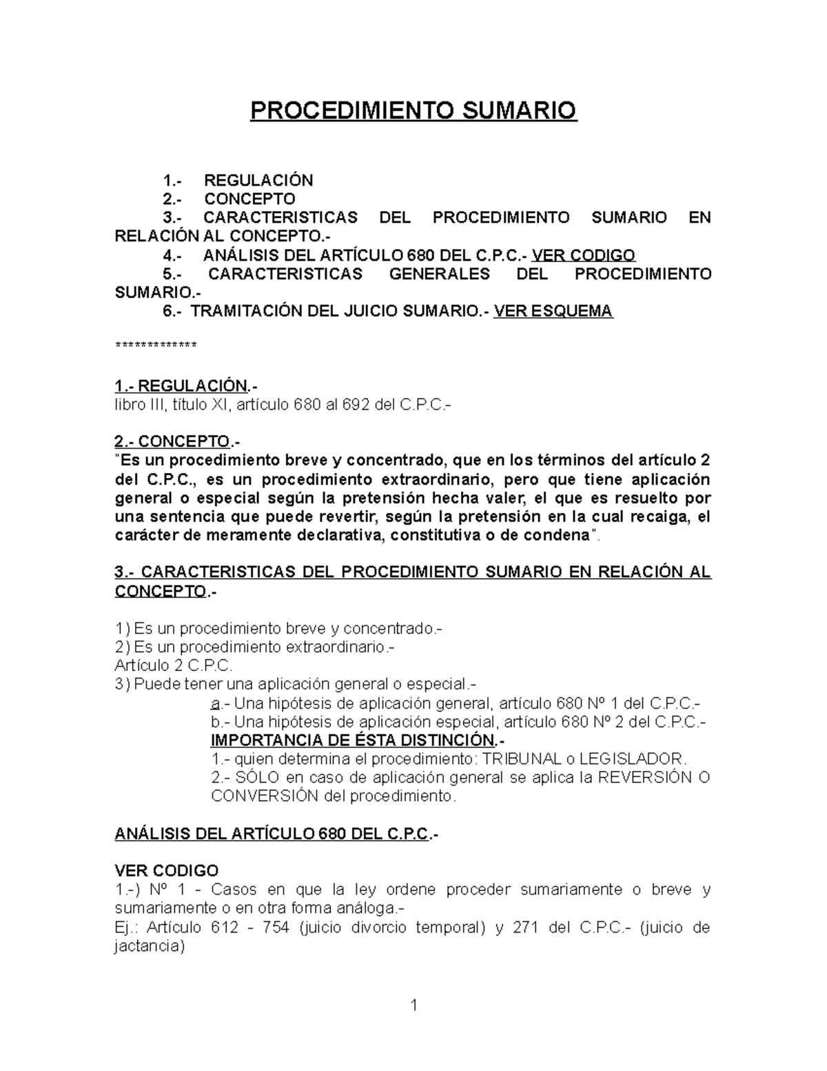 Juicio Sumario Resumido 2 - PROCEDIMIENTO SUMARIO 1.- REGULACIÓN 2 ...