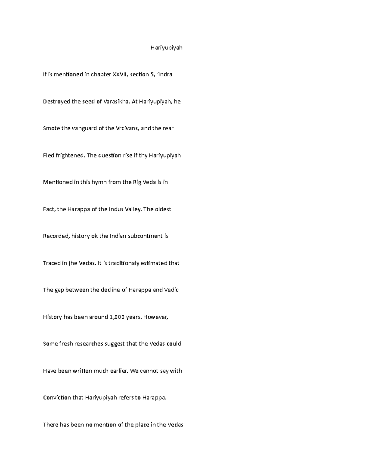 Harappa with 16 charecters - Hariyupiyah If is mentioned in chapter ...