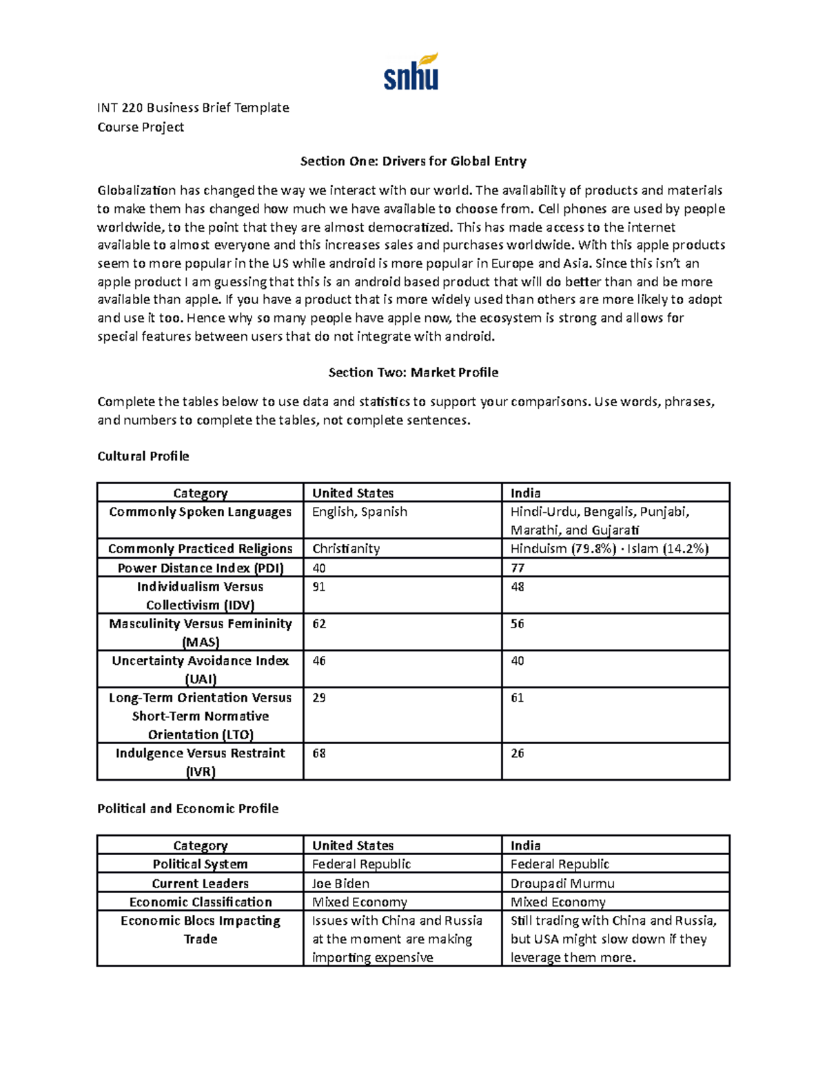 INT 220 Business Brief Template - INT 220 Business Brief Template ...