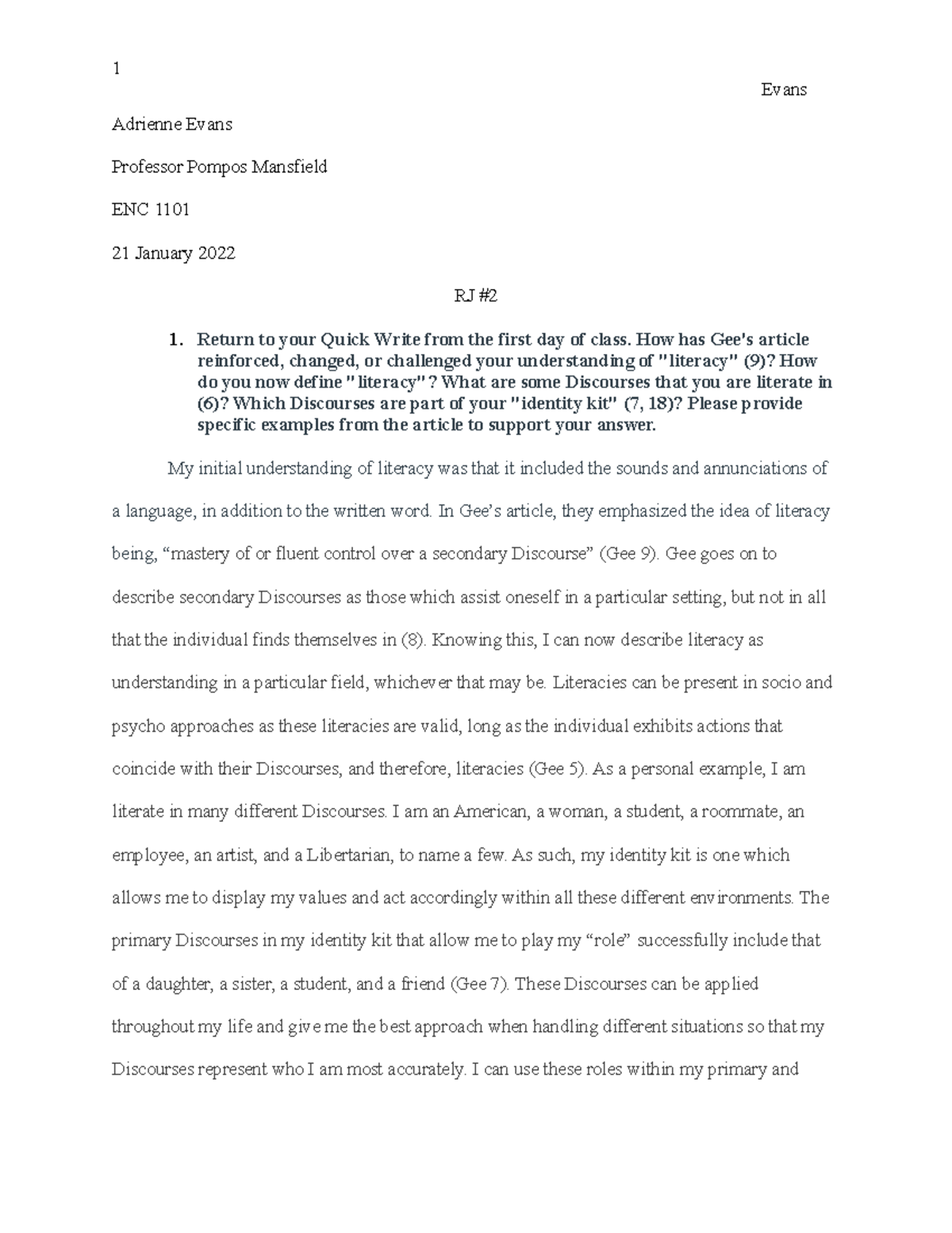 RJ #2, Discourse, identity kits - Adrienne Evans, Pompos - Evans ...