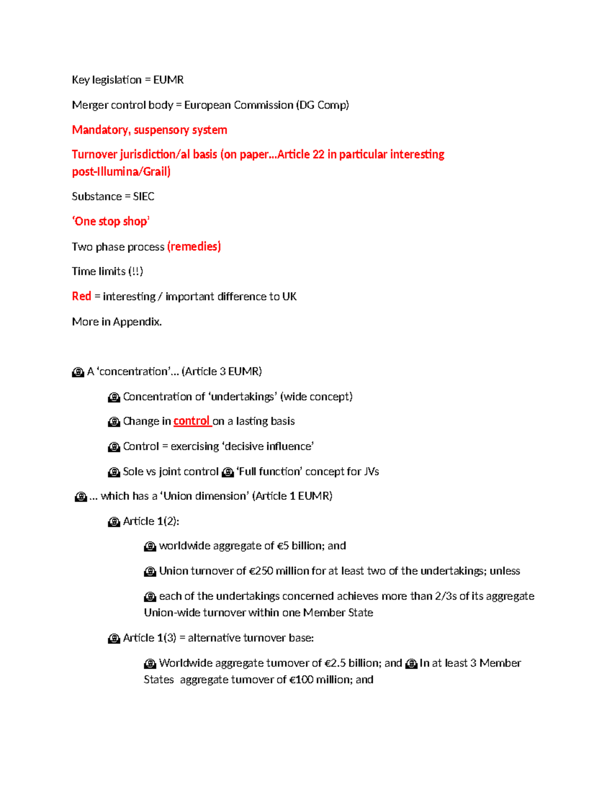 Merger Control Revision - Key legislation = EUMR Merger control body ...