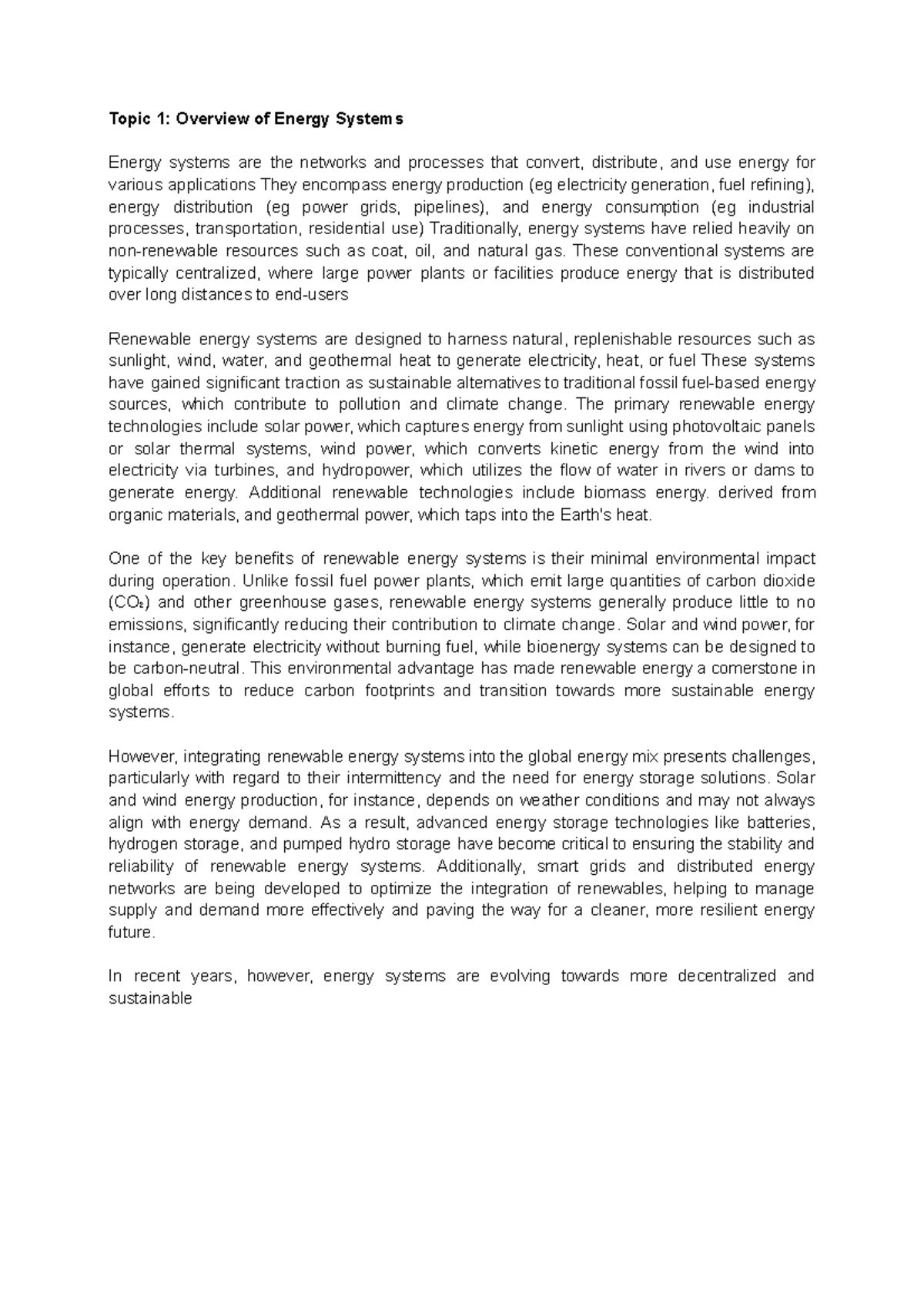 Topic 1 Overview of Energy Systems - Topic 1: Overview of Energy ...