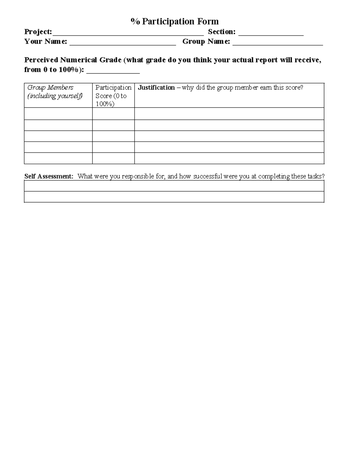 Participation Form - N/A - % Participation Form Project