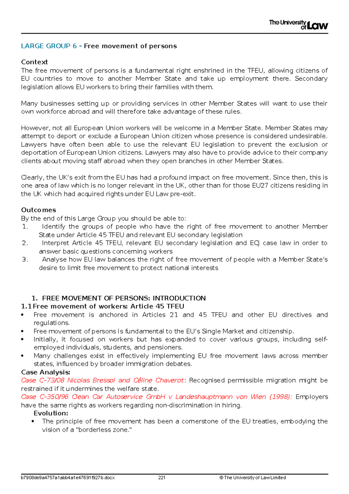 Free movement of persons - Secondary legislation allows EU workers to ...