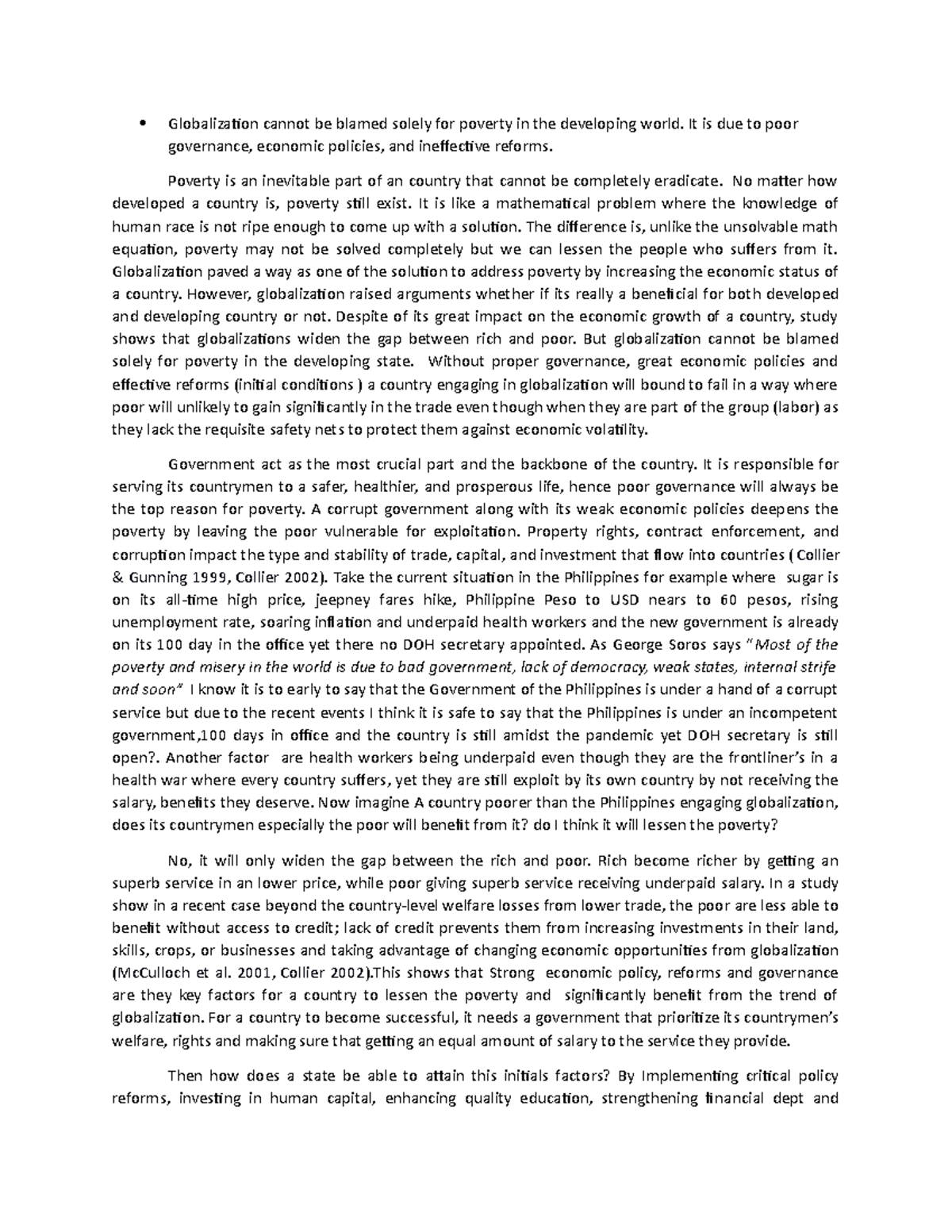 Position paper - Globalization cannot be blamed solely for poverty in ...