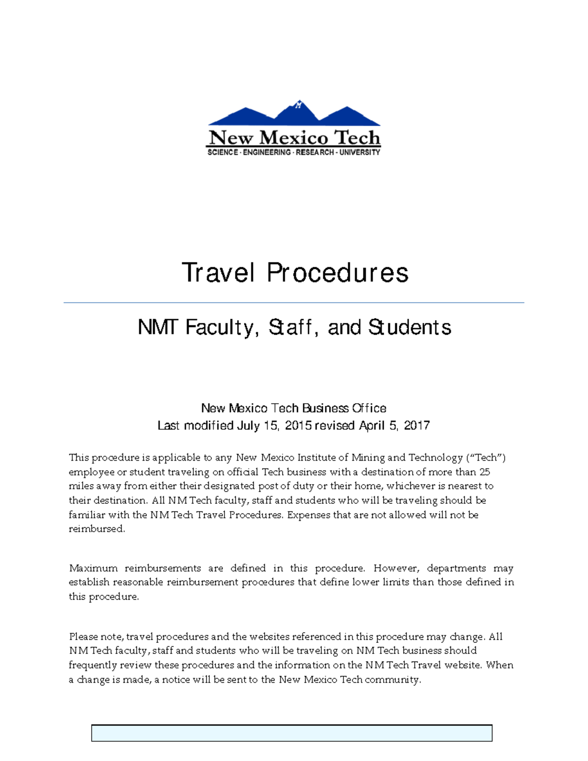 Travel Procedures 7-15-15 updated 4-05-17 - Travel Procedures NMT ...