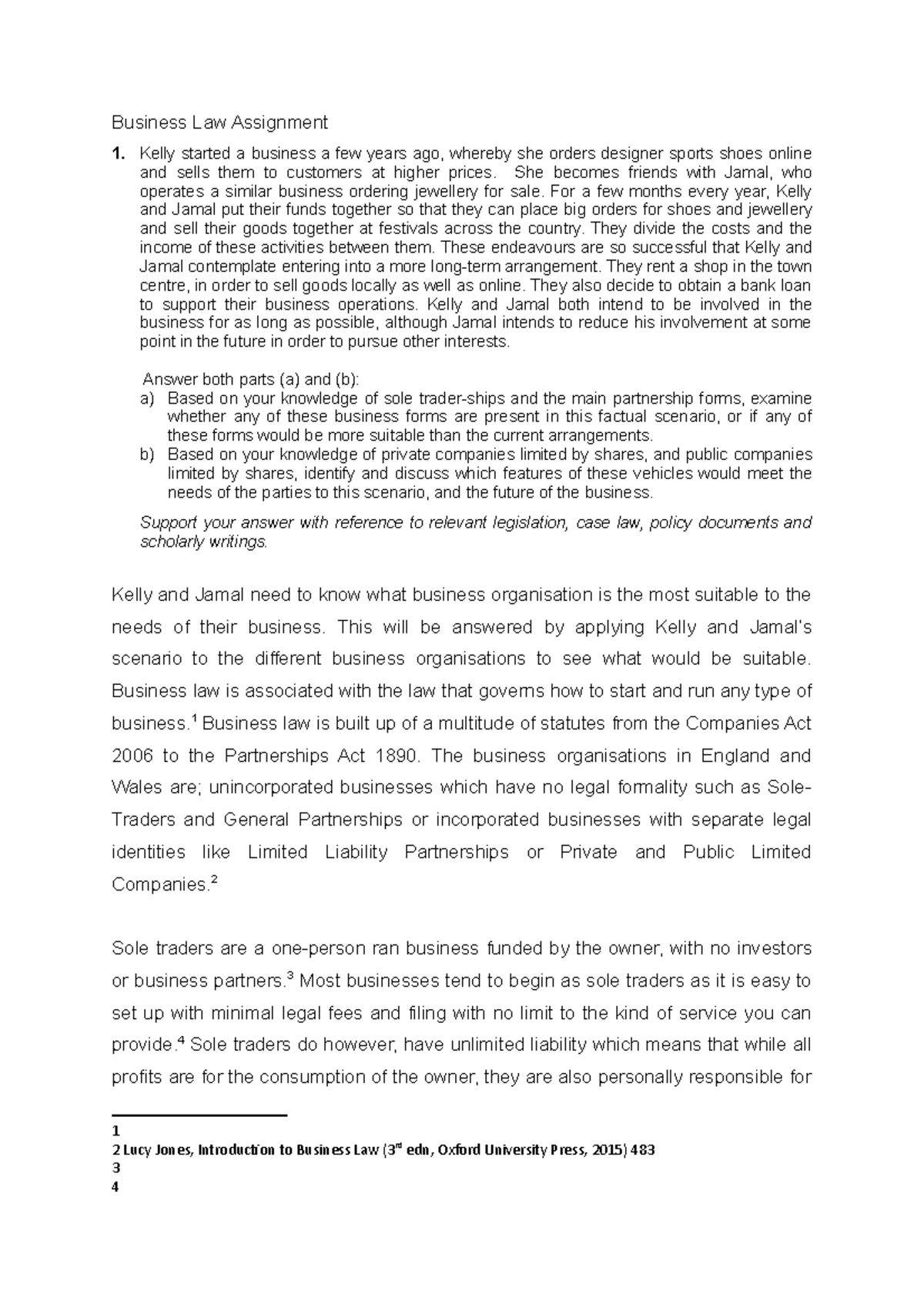 Business Law Problem Question - Types of Business Organisations ...