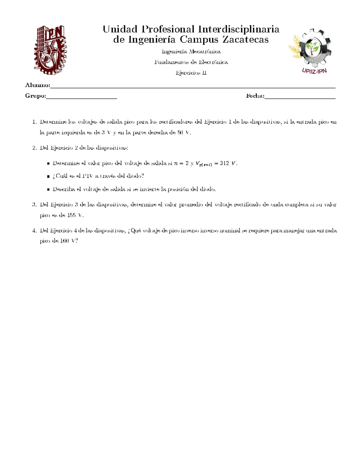 Diodos donde hay picó a picó u otras cosas - Unidad Profesional ...