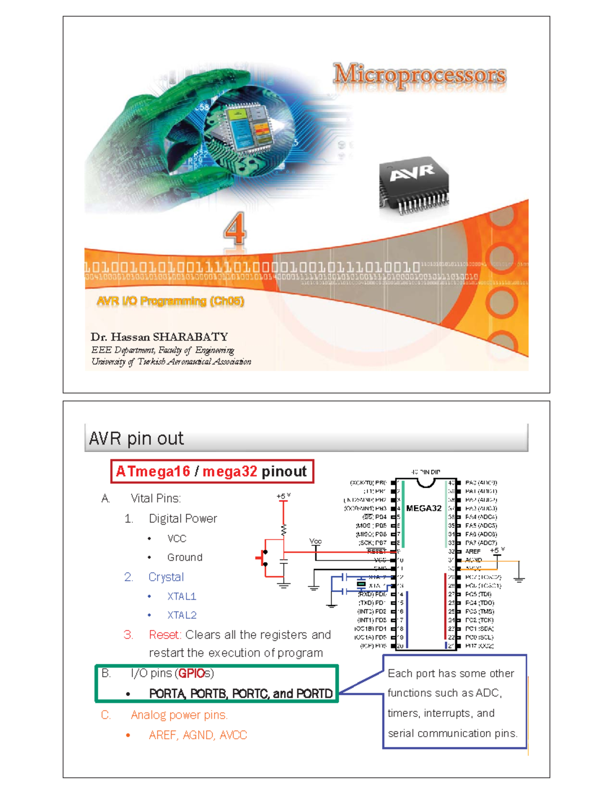 MCU-Part04 - avr - Dr. Hassan SHARABATY EEE Department, Faculty of Engineering University of ...