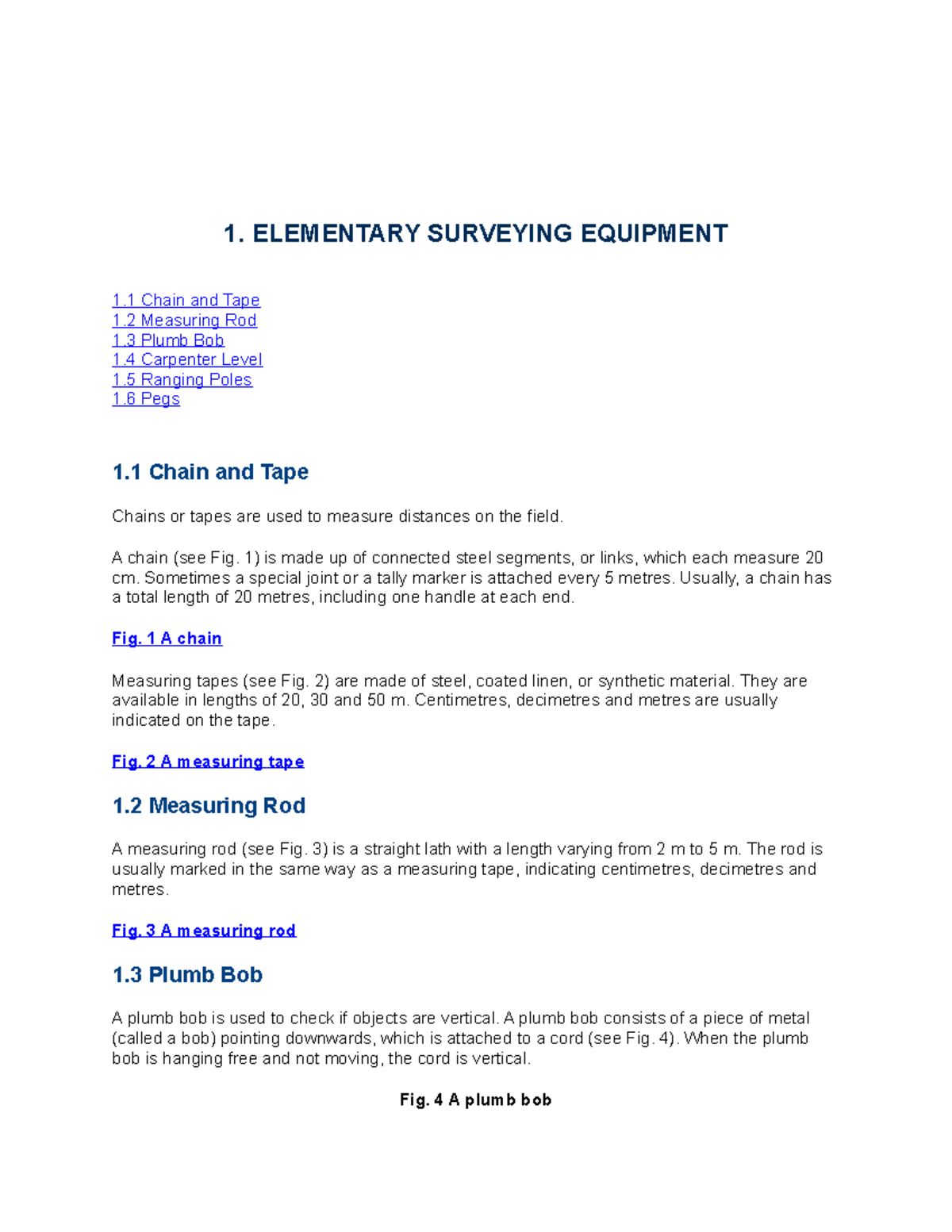Elementary Equipment in Surveying - 1. ELEMENTARY SURVEYING EQUIPMENT 1 ...
