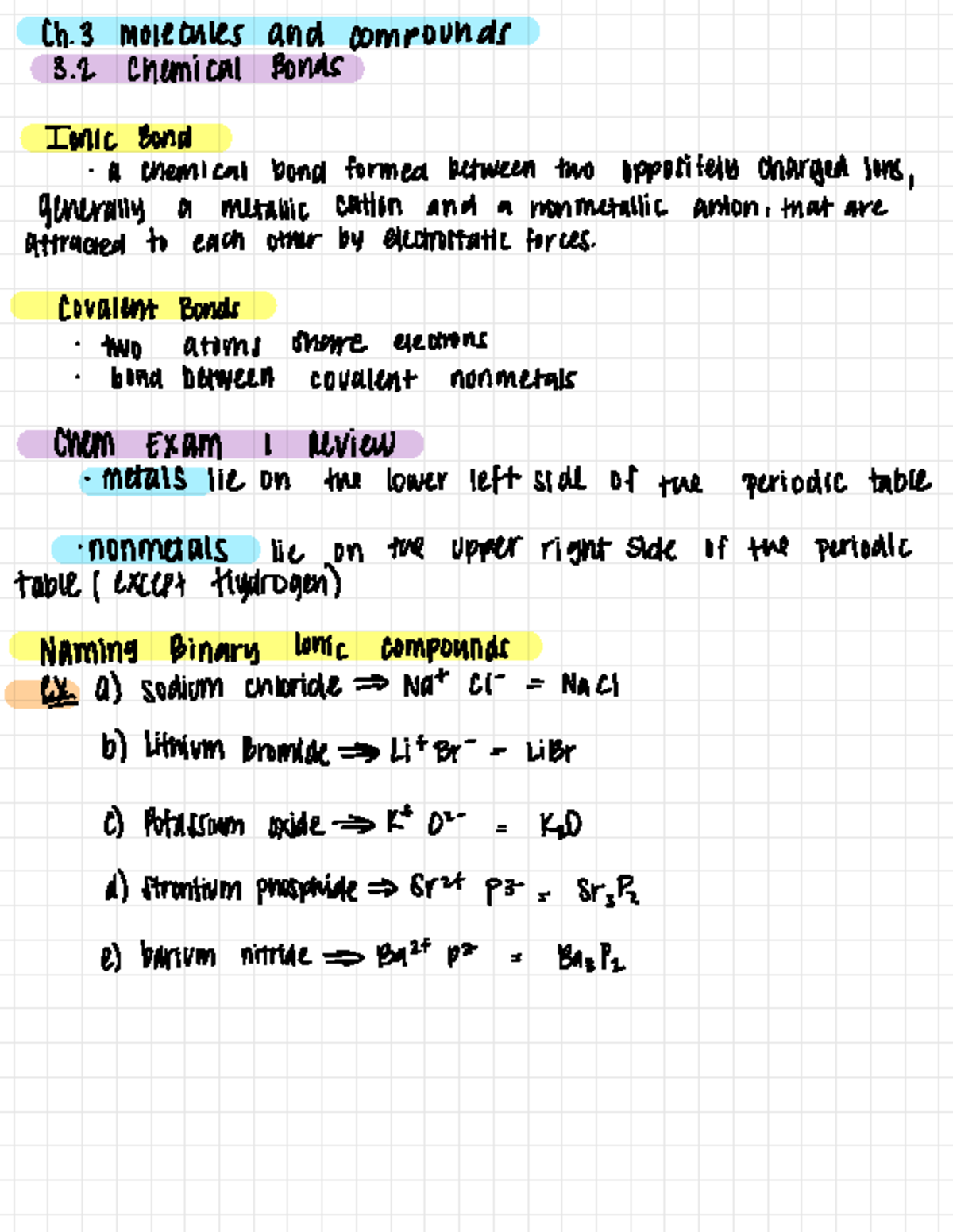 Ch 3 Notes - Ch. 3 molecules and compounds 3. Chemical Bonds Ionic Bond ...