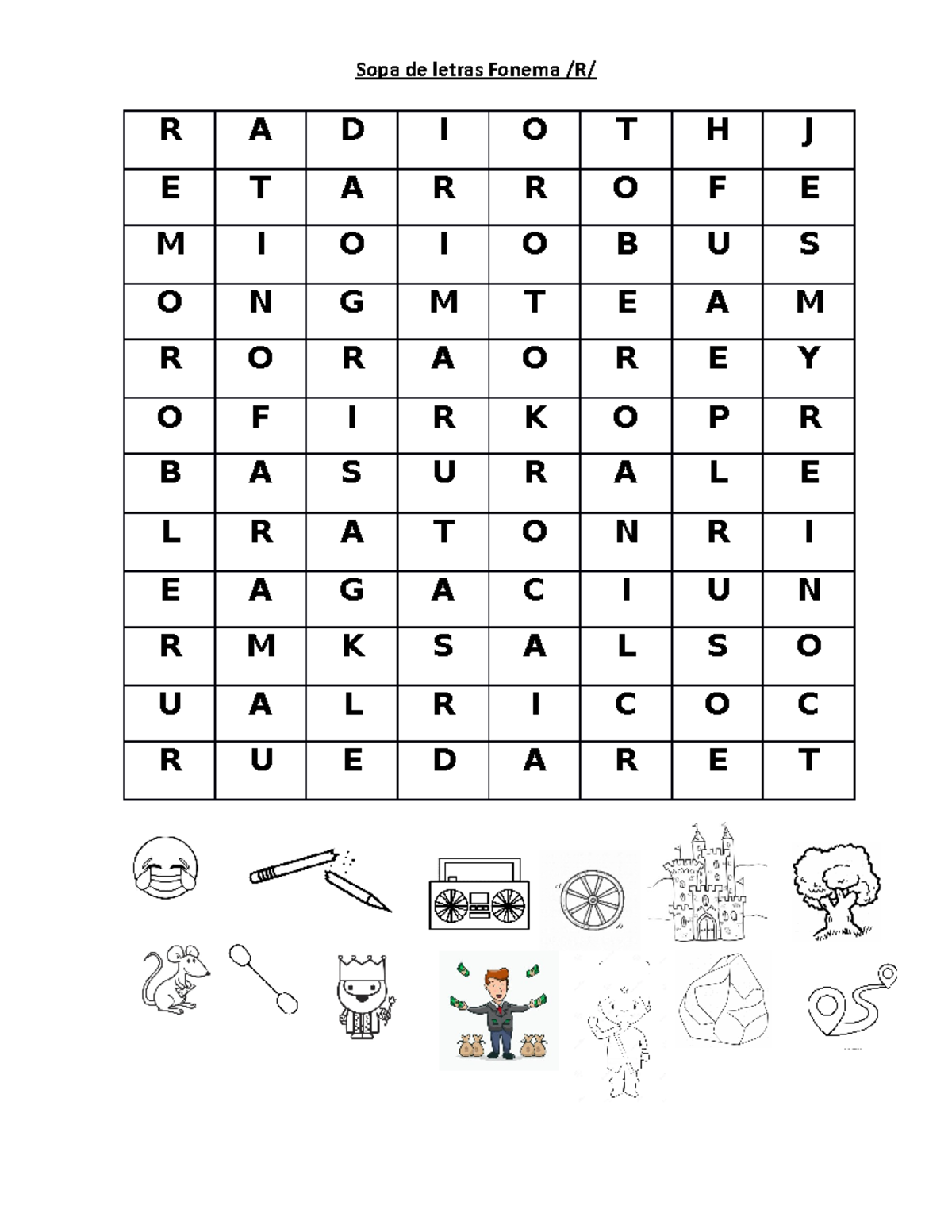 Sopa de letras R - Actividad para trabajar fonema rotico vibrante ...