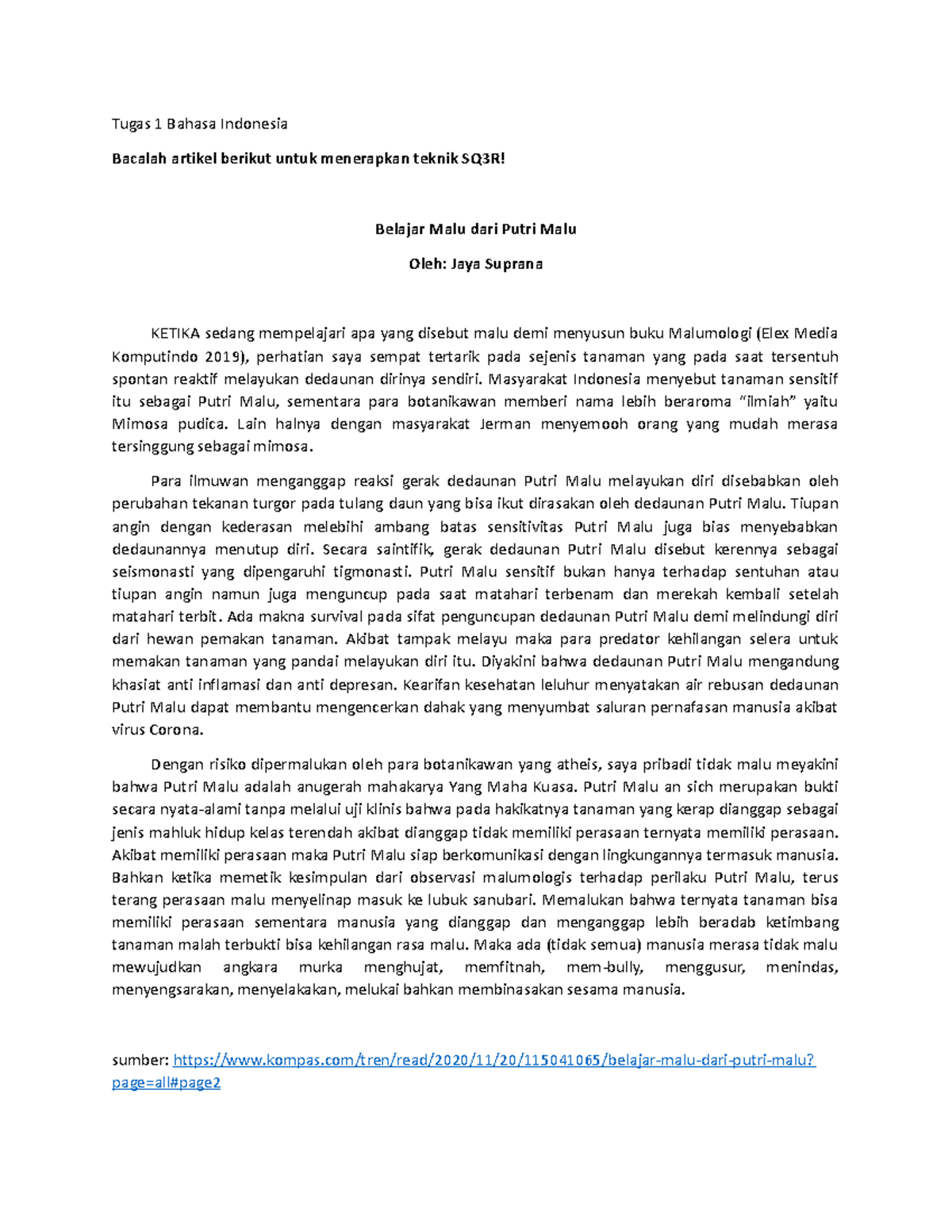 Tugas 1 Bahasa Indonesia - Tugas 1 Bahasa Indonesia Bacalah artikel berikut untuk menerapkan ...