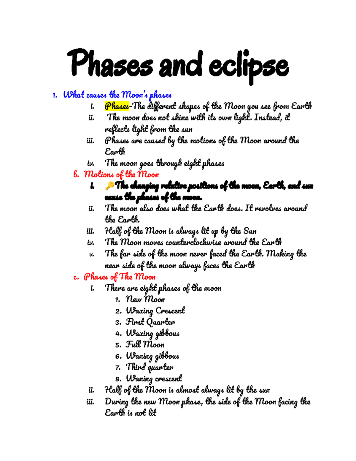 14.4 Notes - Phases and Eclipses of the Moon - Phases and eclipse Wha ...