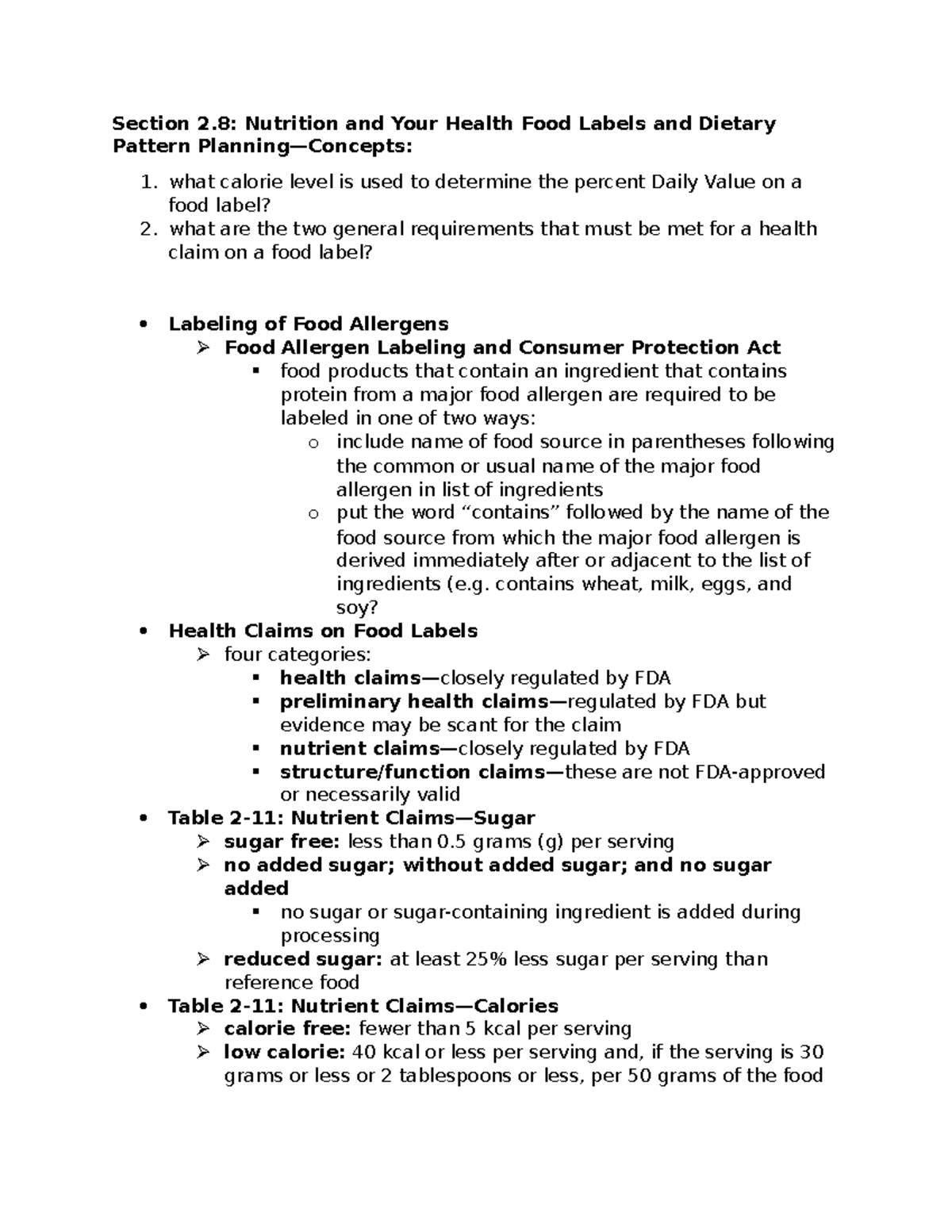 NTS Ch 2 Sect 8 - Lecture notes from Nutrition and Foods. - Section 2 ...