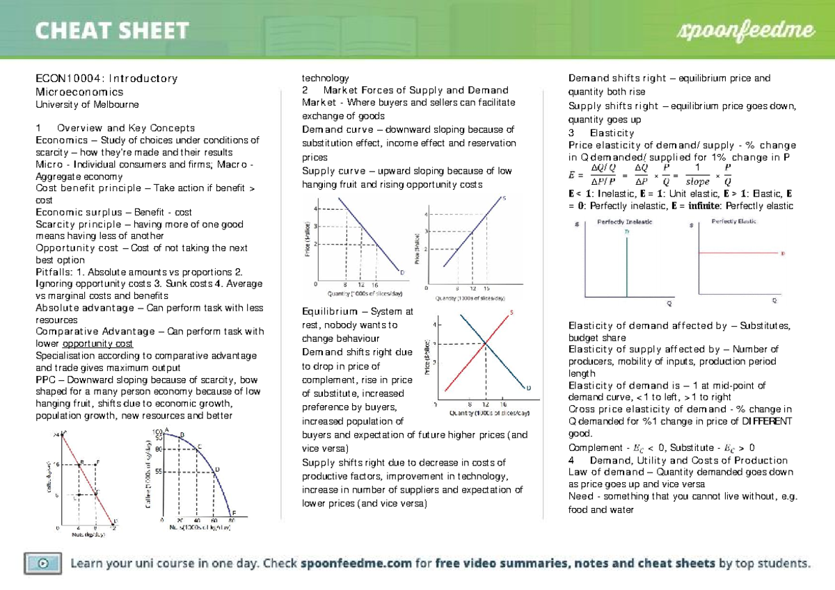 Summary - complete - Introductory Microeconomics University of ...