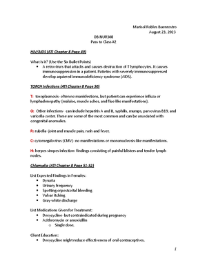 Ob notes for ati - NUR 308 - Studocu