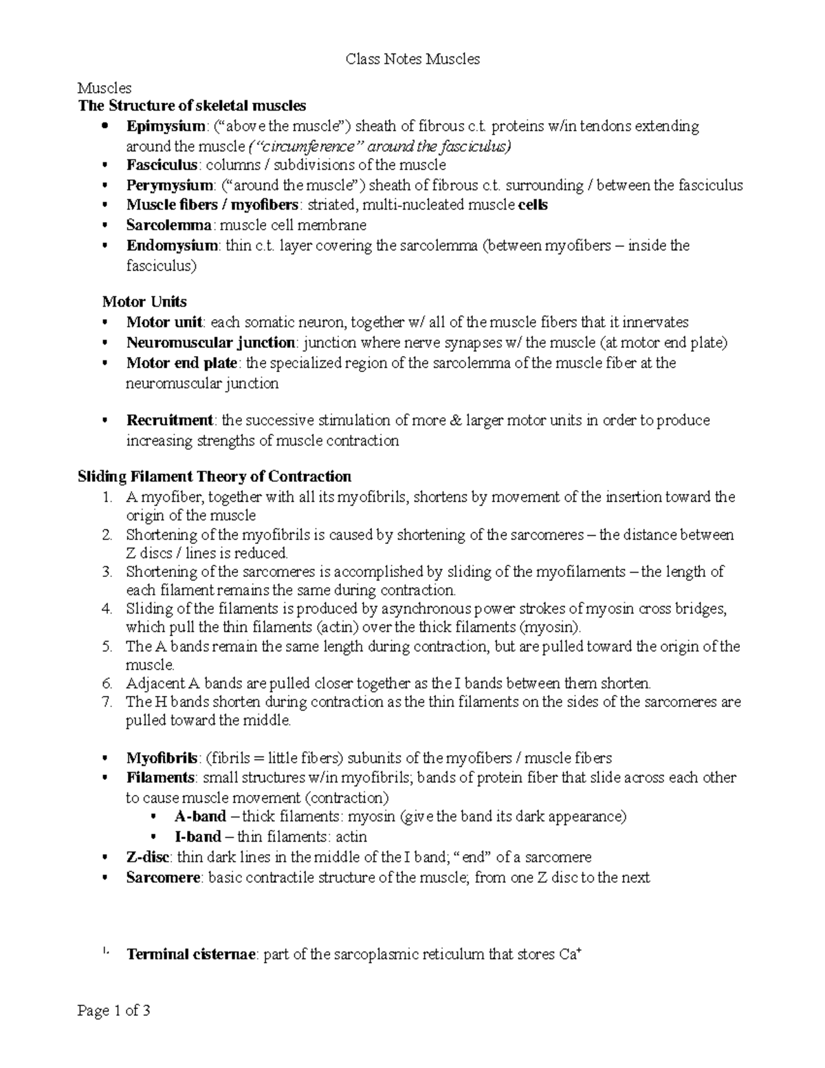 Cht 10 Muscles - Notes on mucles - Class Notes Muscles Muscles The ...