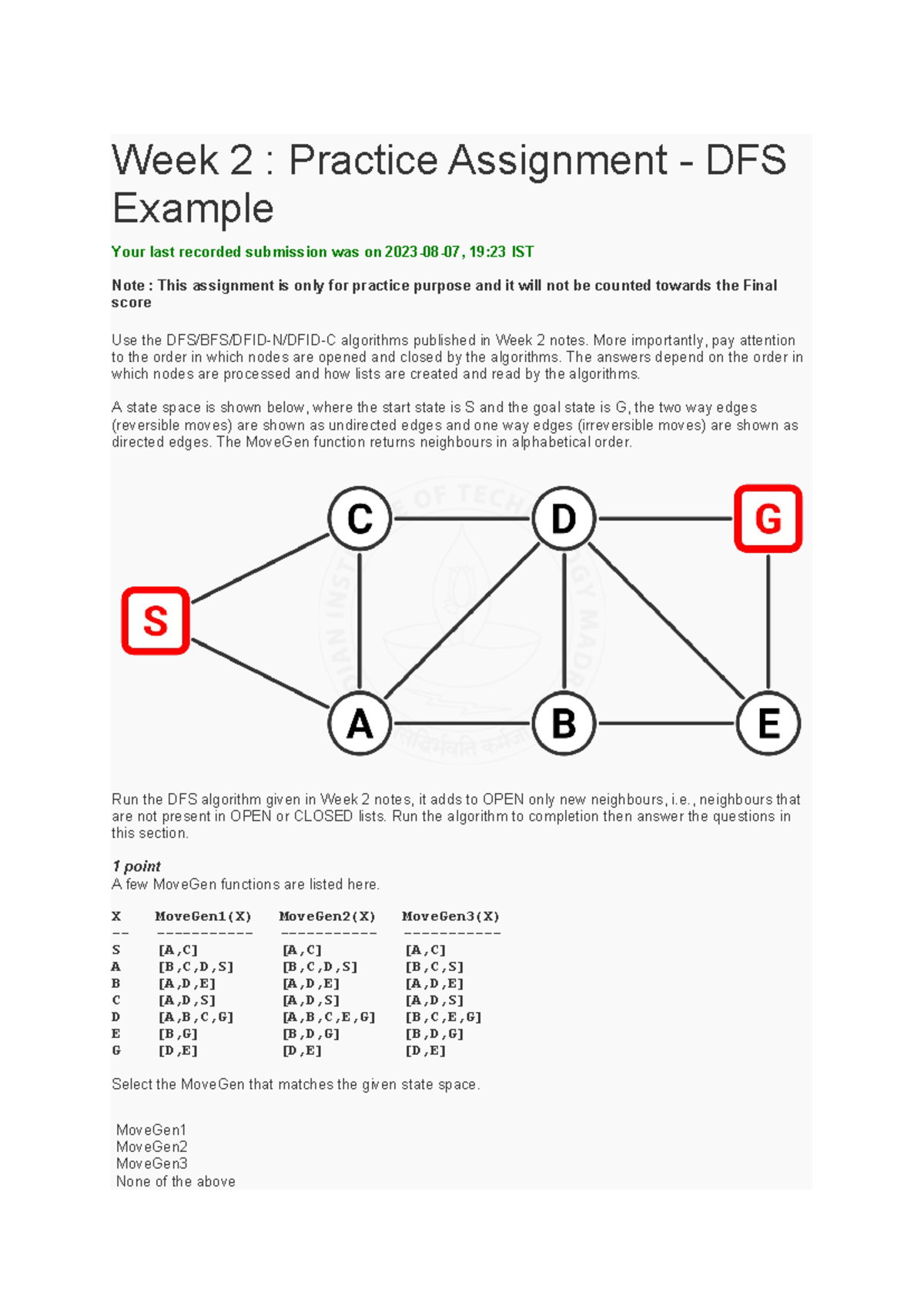 ARTIFICIAL INTELLIGENCE - Week 2 : Practice Assignment - DFS Example ...