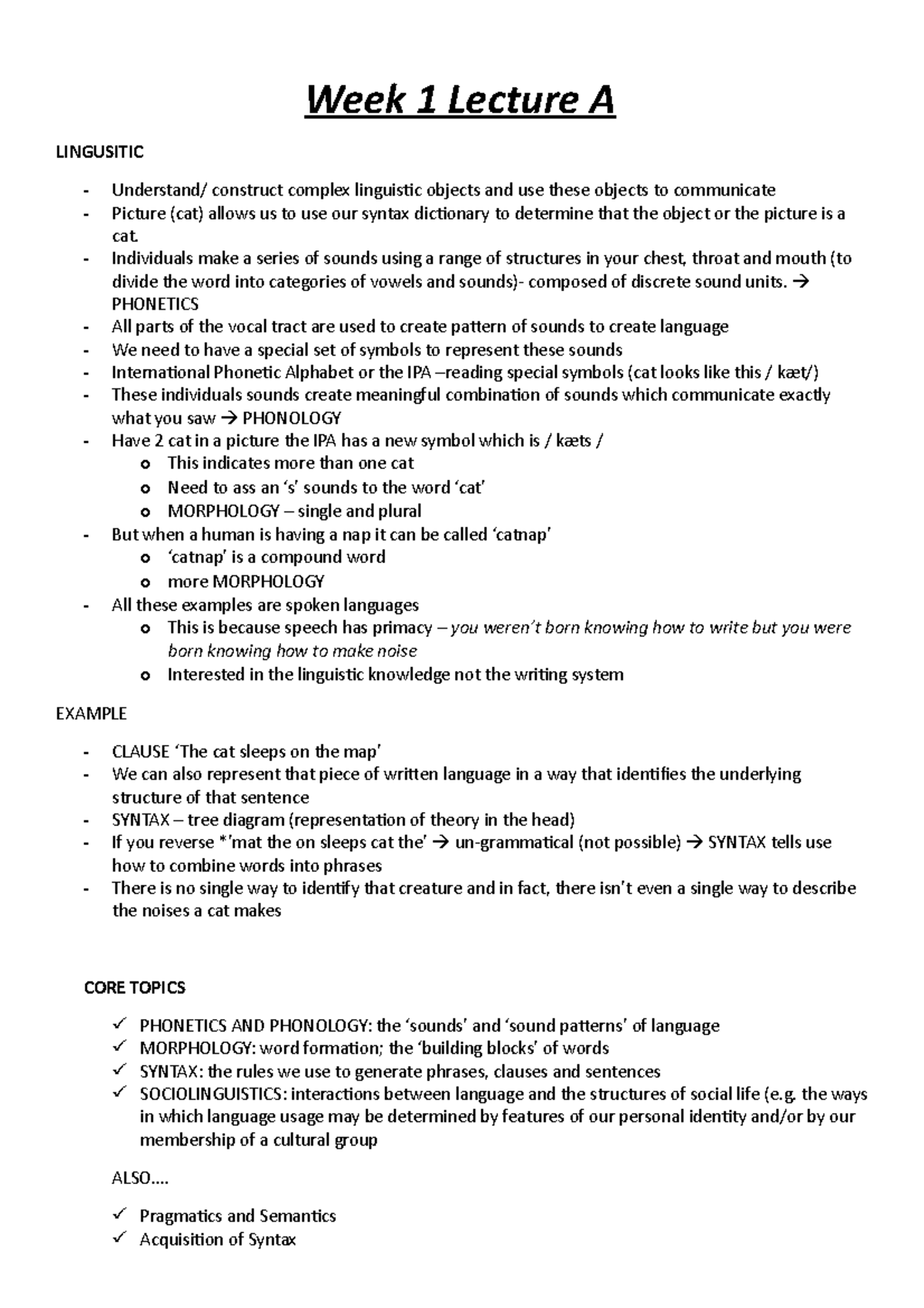 LING 111 Lecture Notes - Week 1 Lecture A LINGUSITIC - Understand ...