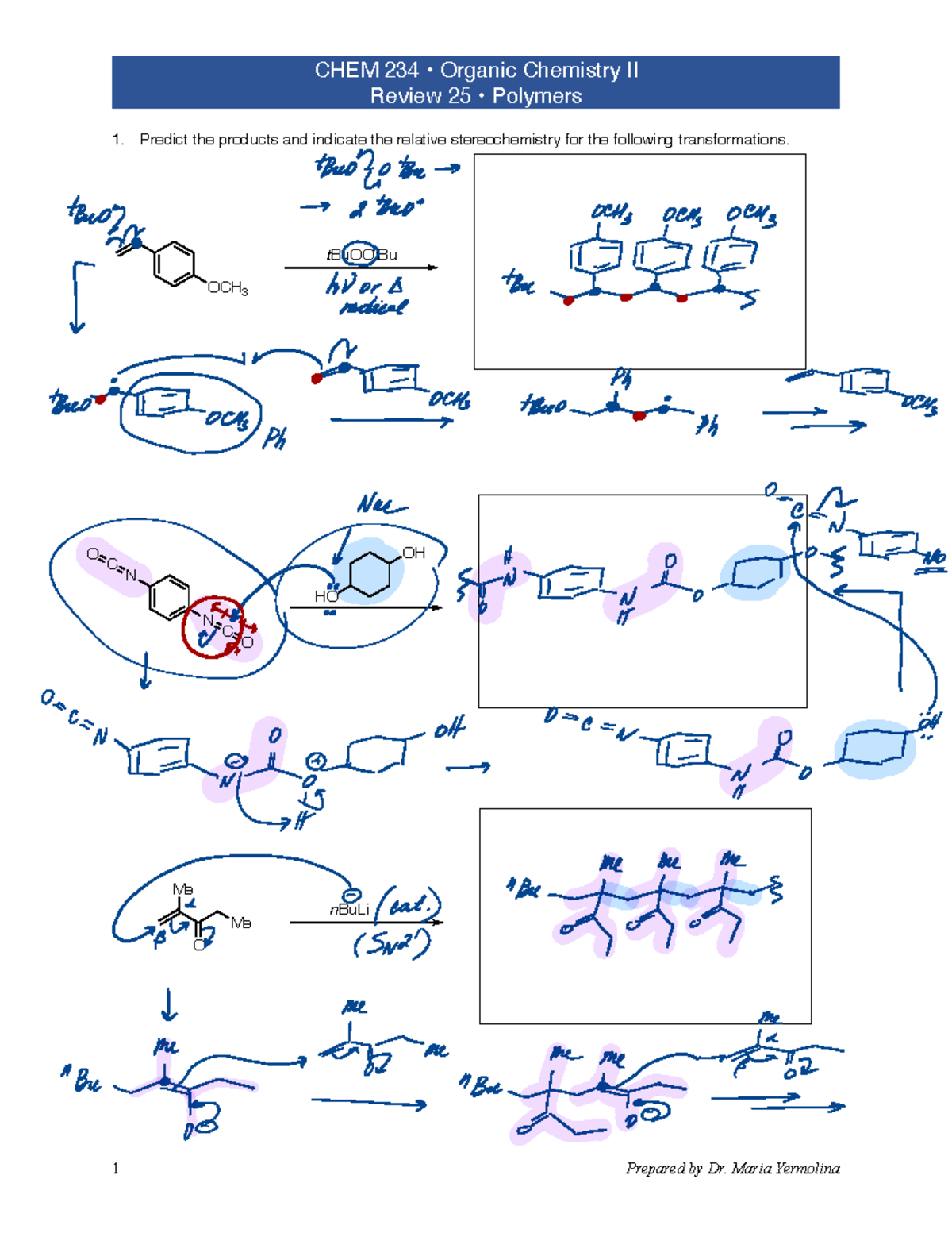 234 - R25 Polymers Key - Yermolina Chem 234 Lecture 25 review - Review ...