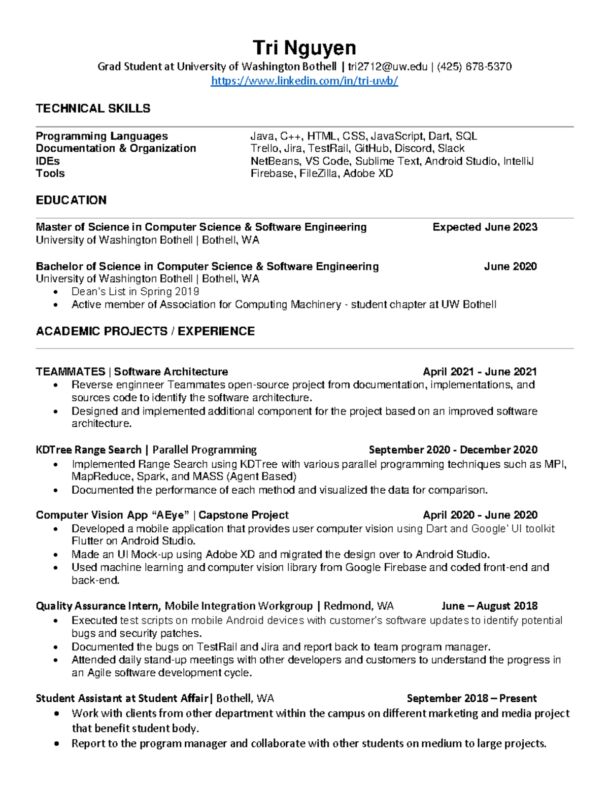 Resume Tri Nguyen - Lecture note - Tri Nguyen Grad Student at ...