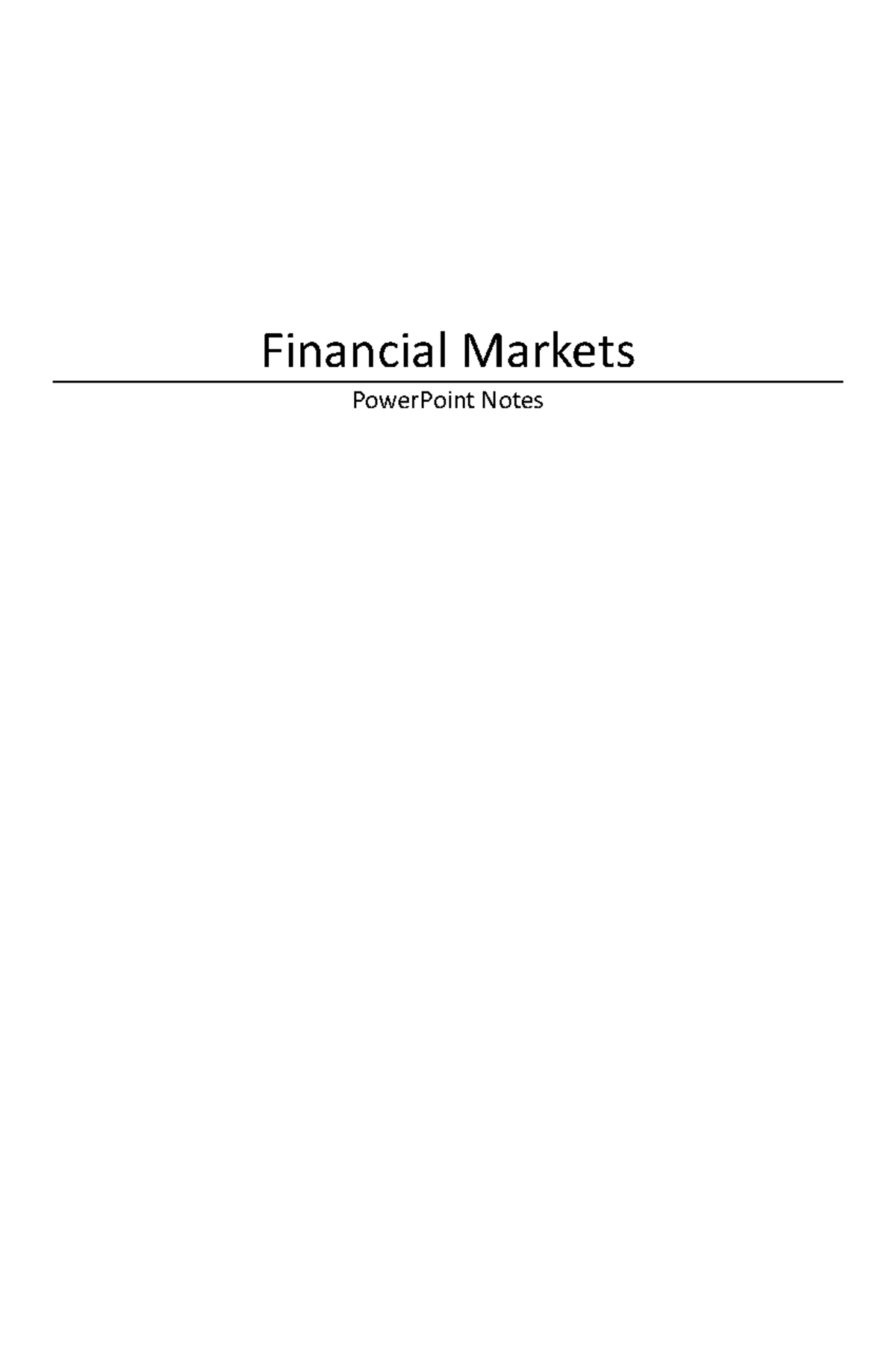 Financial Markets - Study Reference - Financial Markets PowerPoint ...