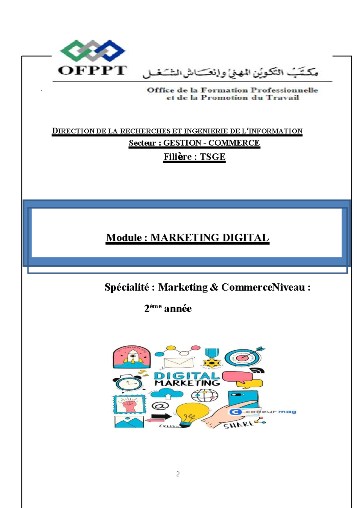 Module Marketing Digital - Module : MARKETING DIGITAL DIRECTION DE LA ...