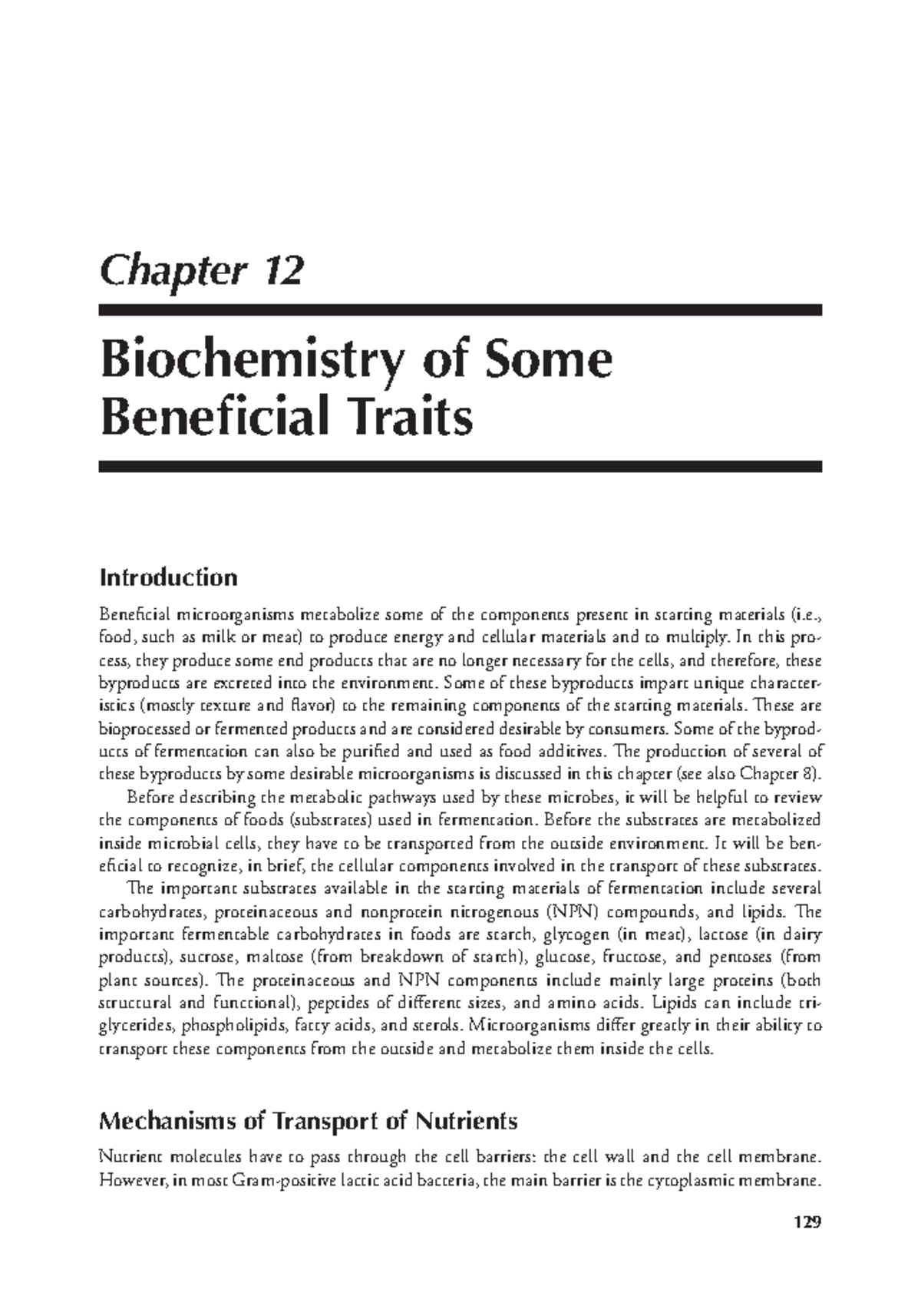 Chapter 12 - Food Microbiology - 129 Chapter 12 Biochemistry of Some ...