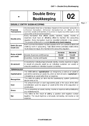 Chapter 2 - Double Entry Bookkeeping - Double-entry Bookkeeping 1 | P a ...