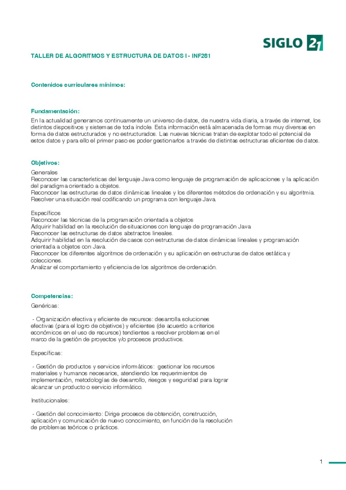 Taller De Algoritmos Y Estructura De Datos I Taller De Algoritmos Y