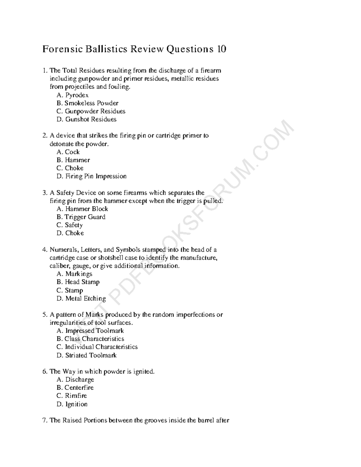 4 Forensic Ballistics Review Questions pdfbooksforu - For en sic ...