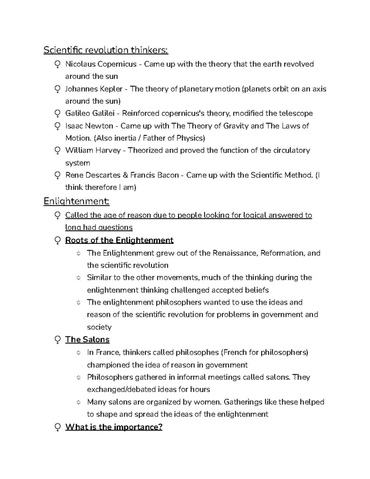 Test #3 Study Guide - Covers everything from enlightenment thinkers to ...