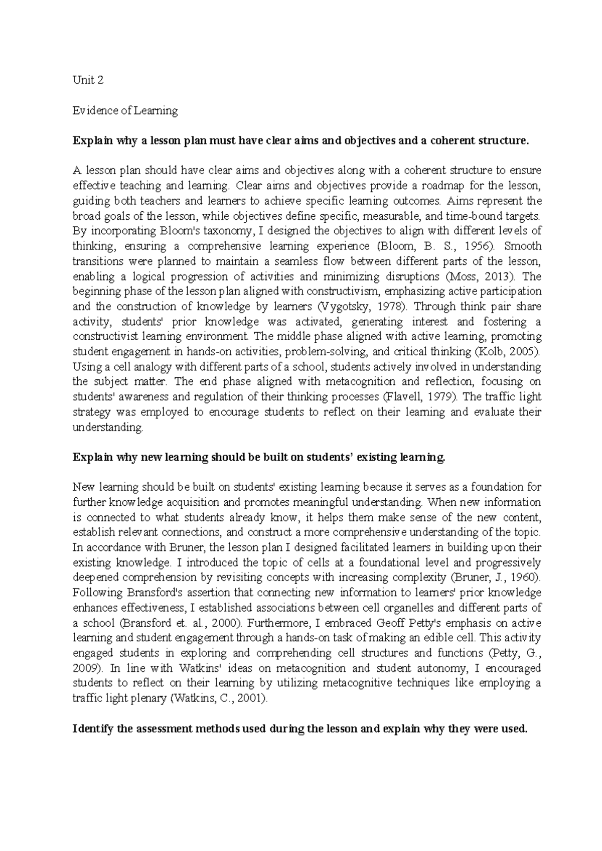 4164 U2 Evidence of Learning - Unit 2 Evidence of Learning Explain why ...