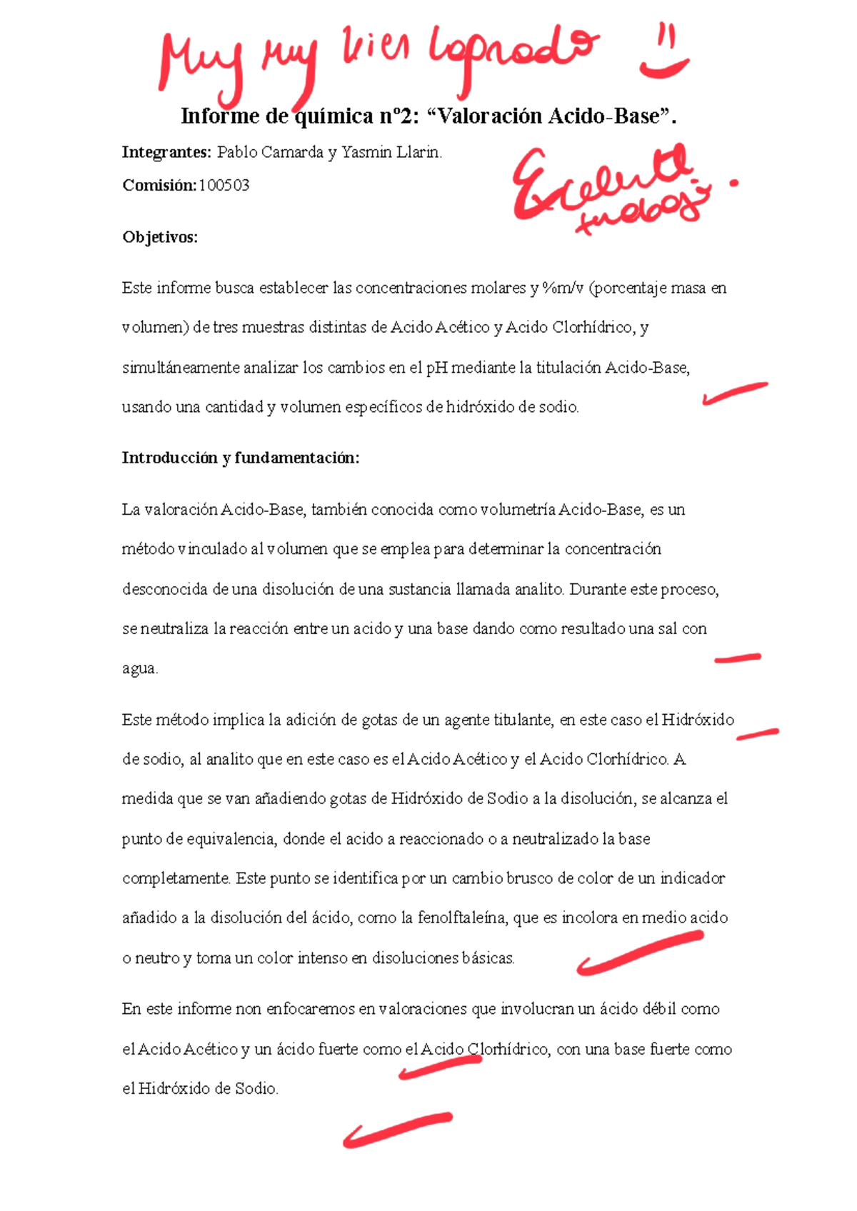 tp cbc idoyaga - Informe de química nº2: “Valoración Acido-Base ...