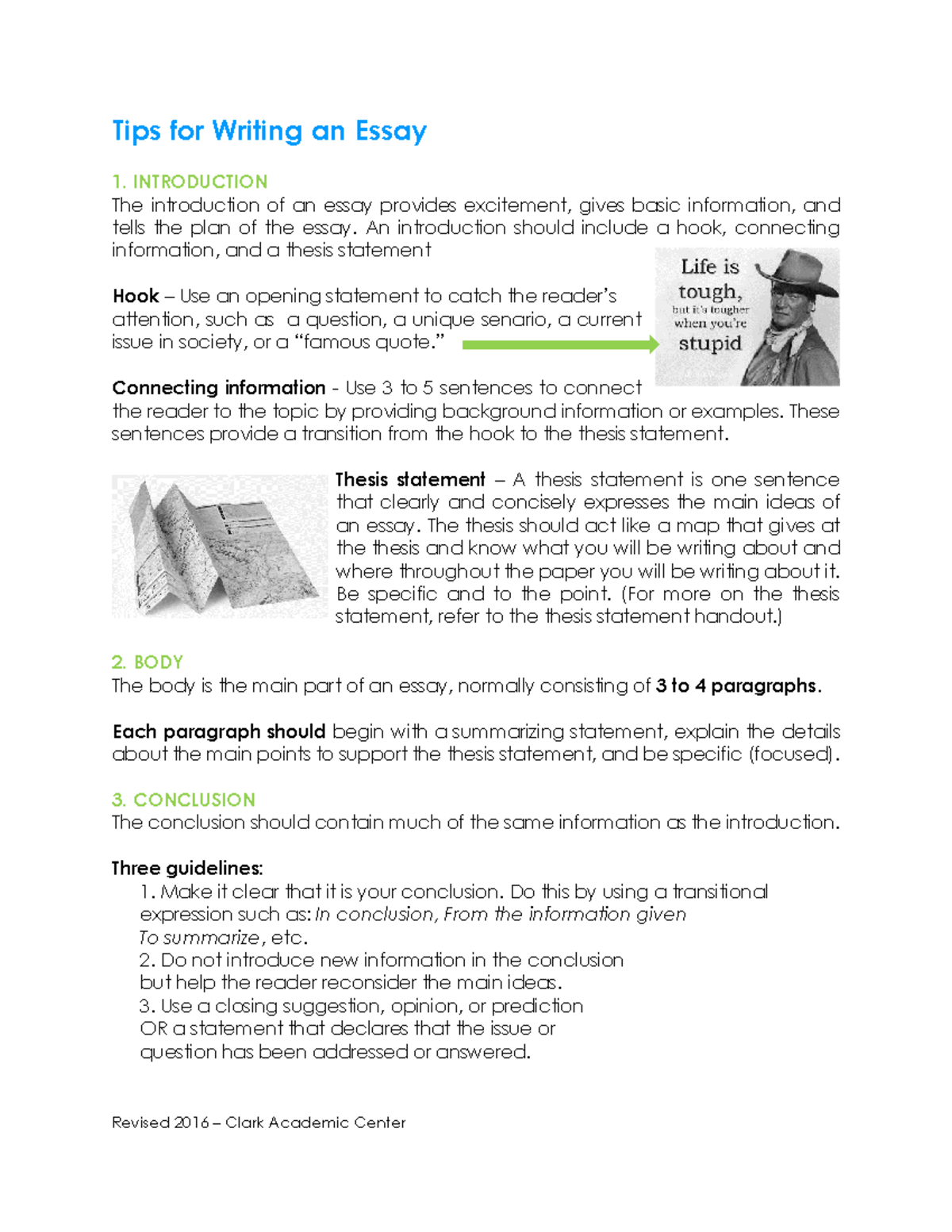 Tips for Writing an Essay - Revised 2016 – Clark Academic Center Tips ...