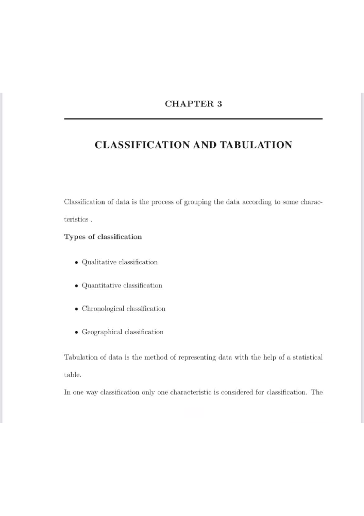 CLASSIFICATION AND TABULATION - Statistics - Studocu