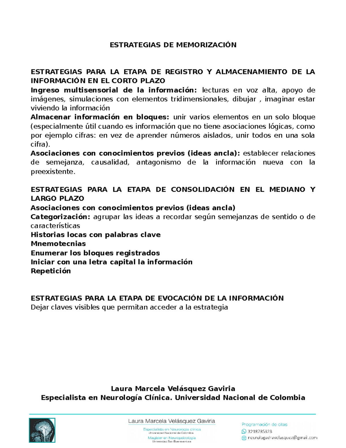 Estrategias de memoria - ESTRATEGIAS DE MEMORIZACIÓN ESTRATEGIAS PARA LA ETAPA DE REGISTRO Y ...