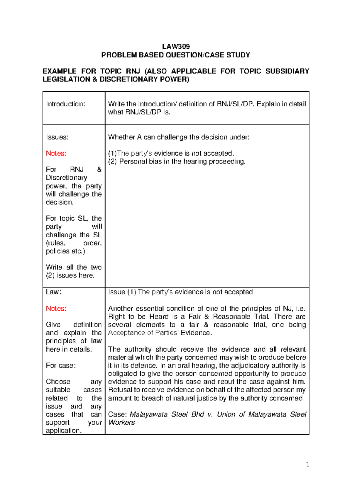 LAW309 Sample FOR Problem Based Q - 1 LAW 309 PROBLEM BASED QUESTION ...