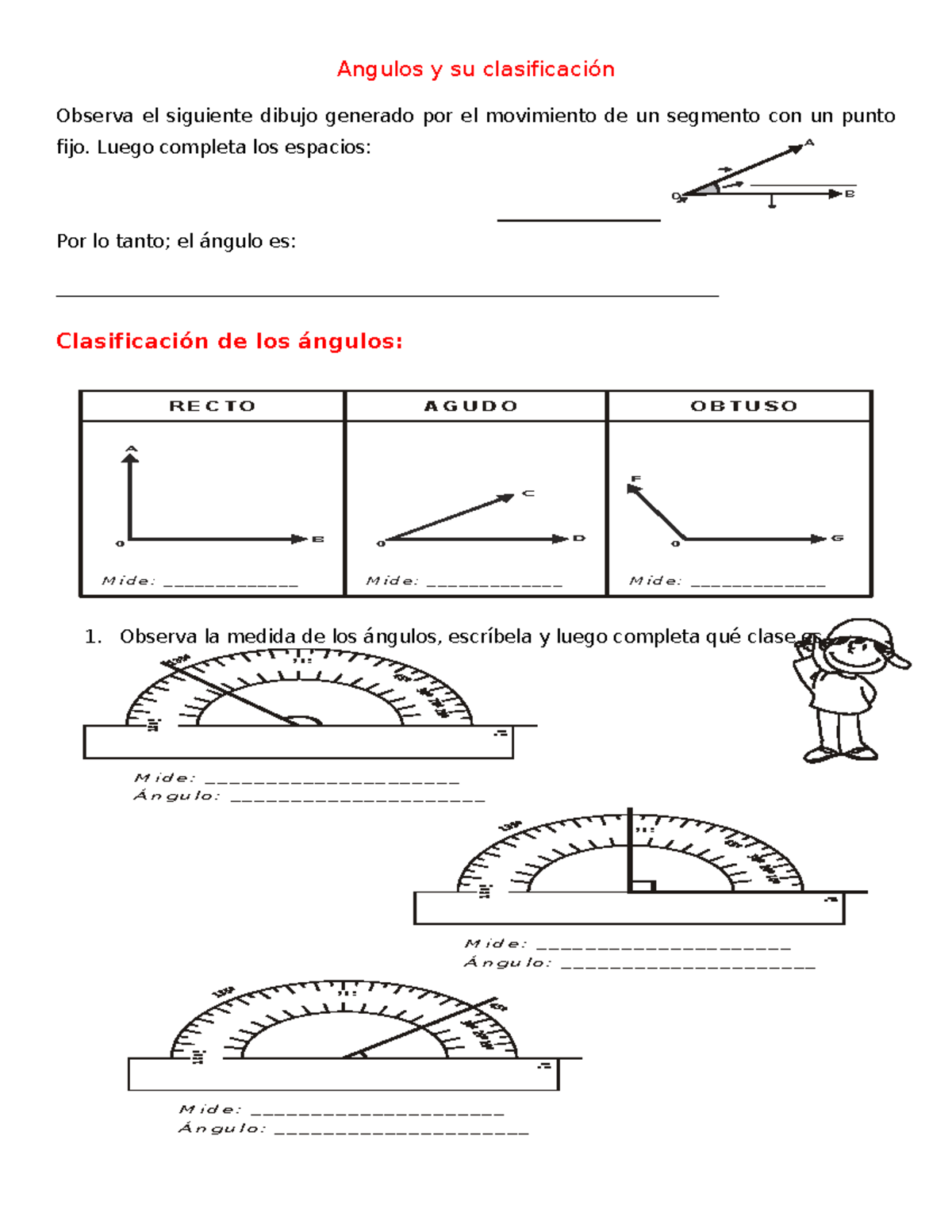 Angulos y su clasificación - Angulos y su clasificación Observa el ...