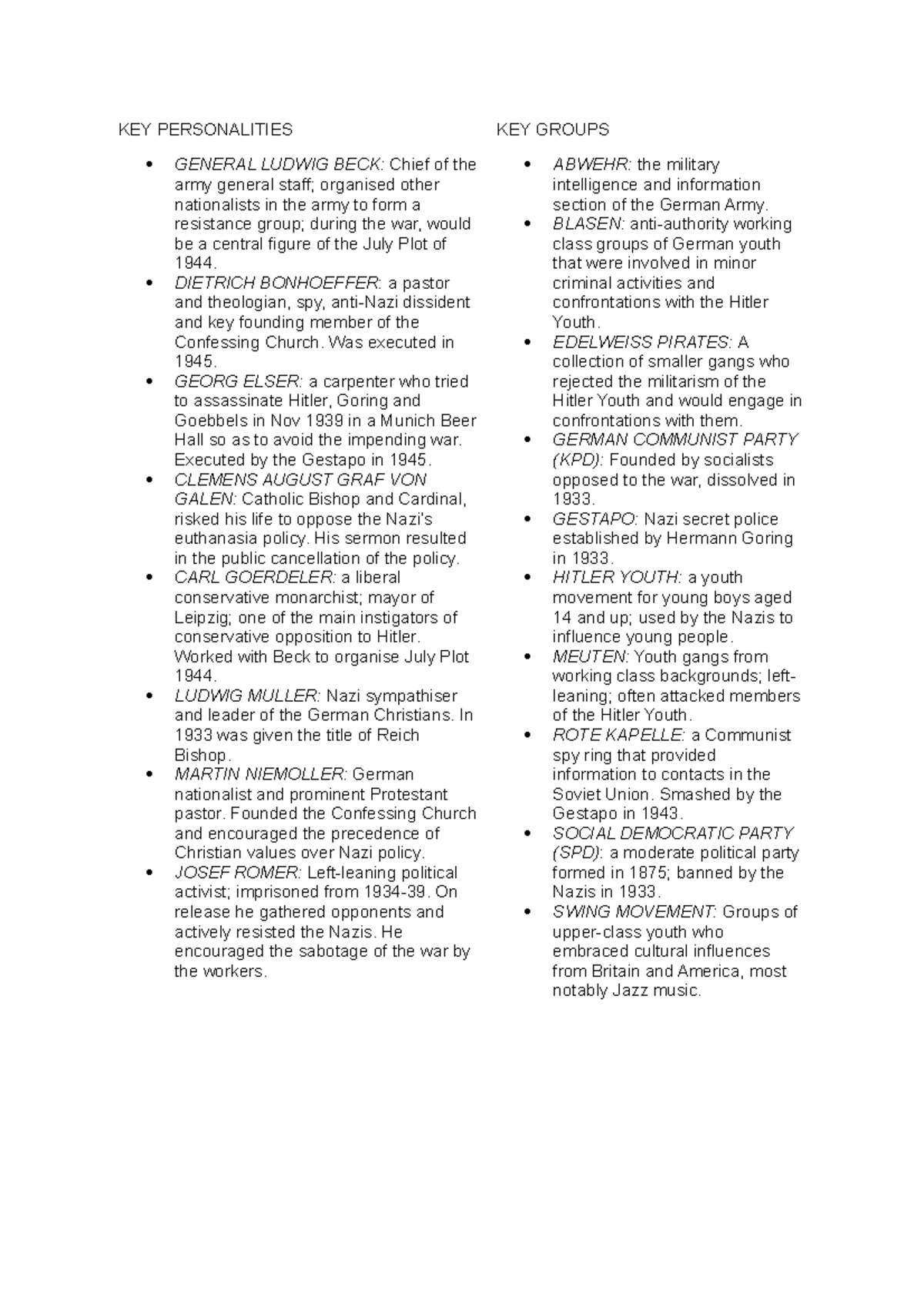KEY Personalities - About history - KEY PERSONALITIES KEY GROUPS ...