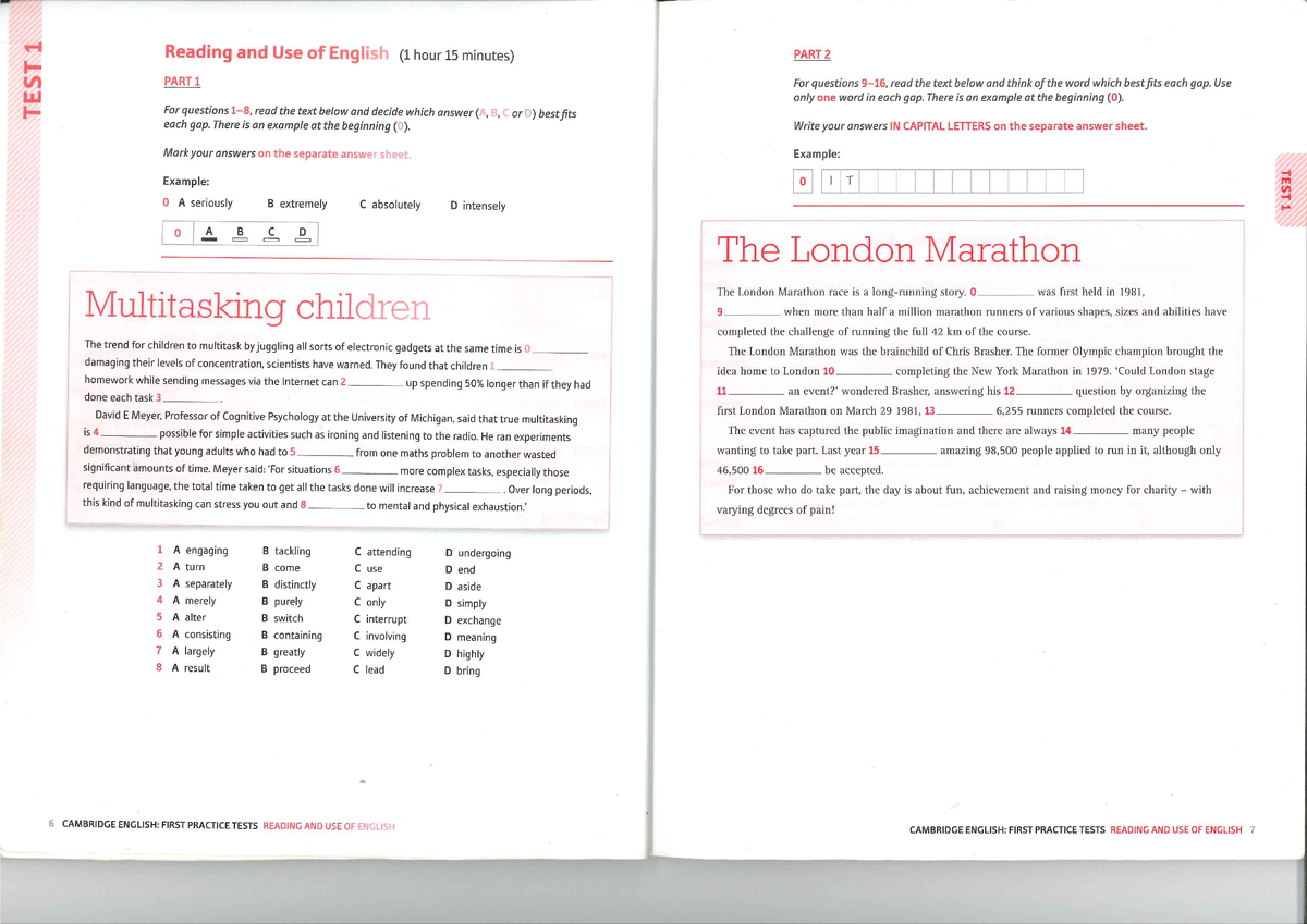B2 Reading and Uof E Practice Book FCE - Studocu