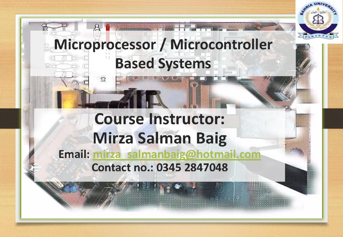 Lecture 1 - Microprocessor / Microcontroller Based Systems Course ...