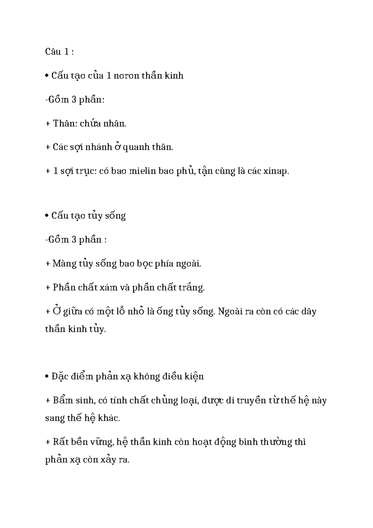 Sinhlytreemmm - GDTH - Câu 1 : C ấu t o c ạ ủa 1 noron th ần kinh -G ồm ...