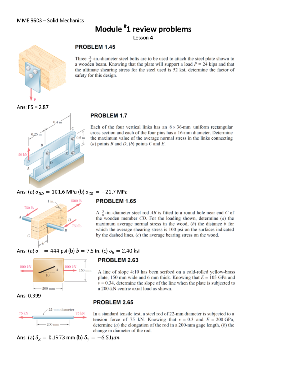 Module 1 Review Problems - Module 1 review problems Lesson 4 Ans: FS ...