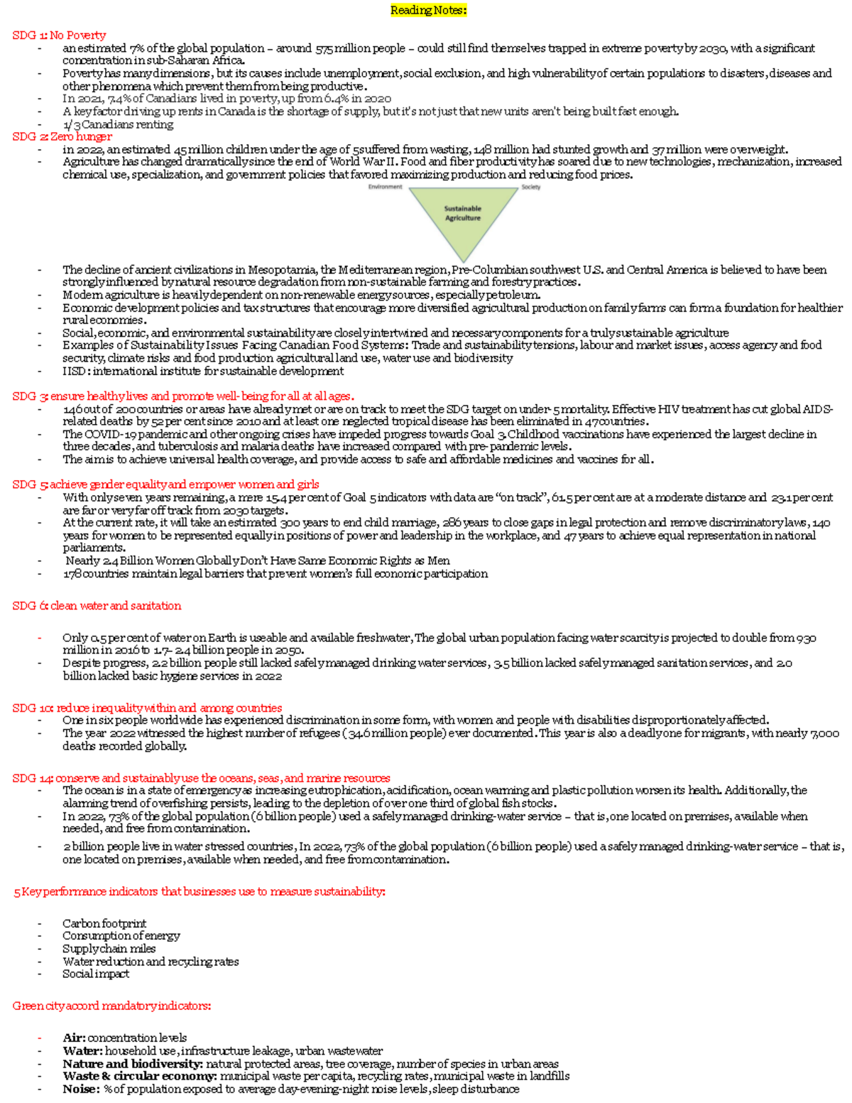 ES296 cheat sheet - notes - Reading Notes: SDG 1: No Poverty - an ...
