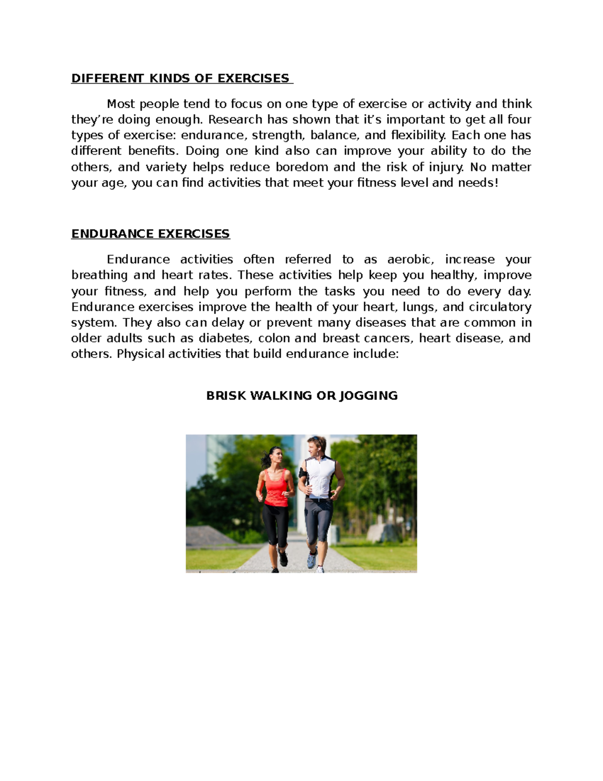 Physical Education - Different Kinds of Exercise - PATH – FIT 1 (Mov’t ...