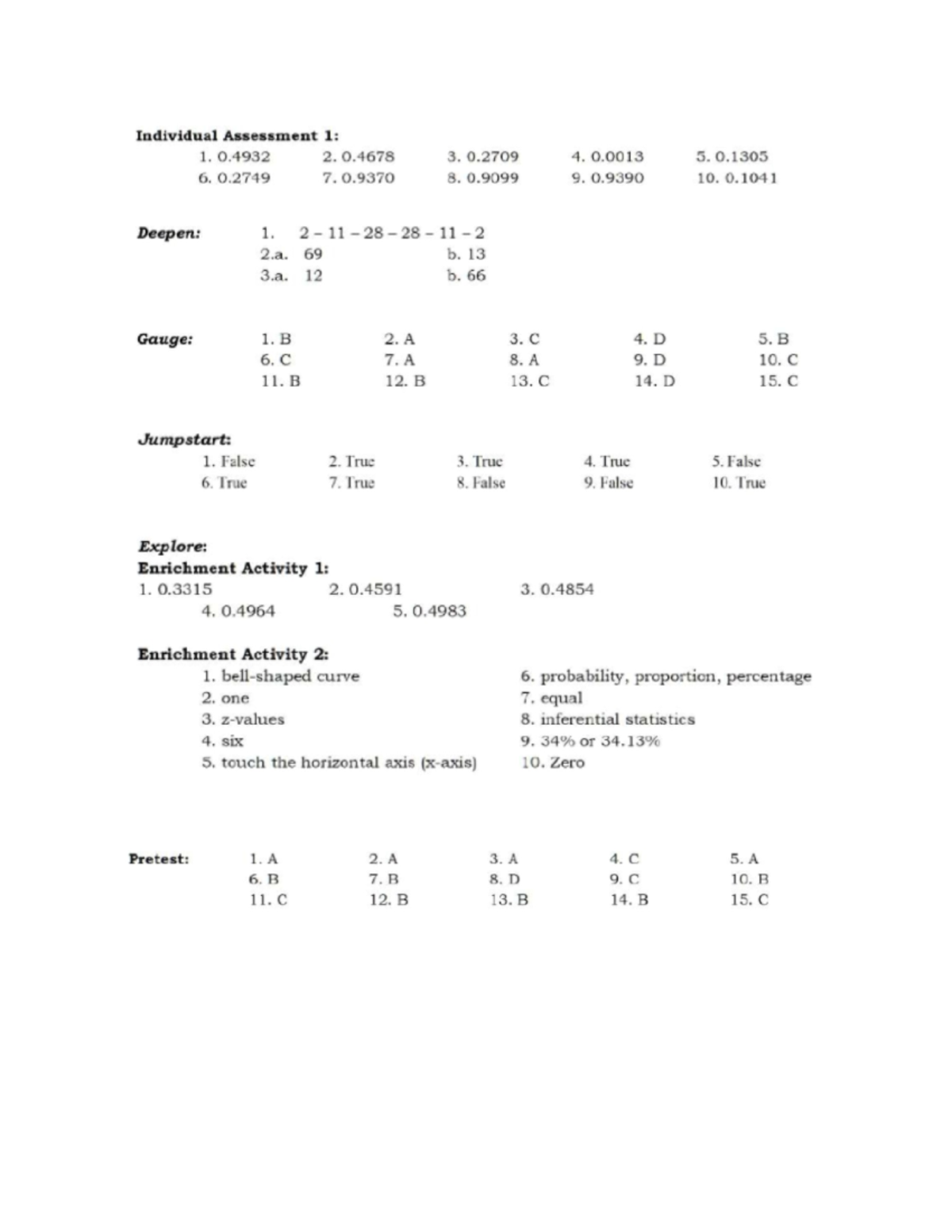 Q3 W5 - Statistics and Probability. Answer Key. - BSCE-BS in Civil ...