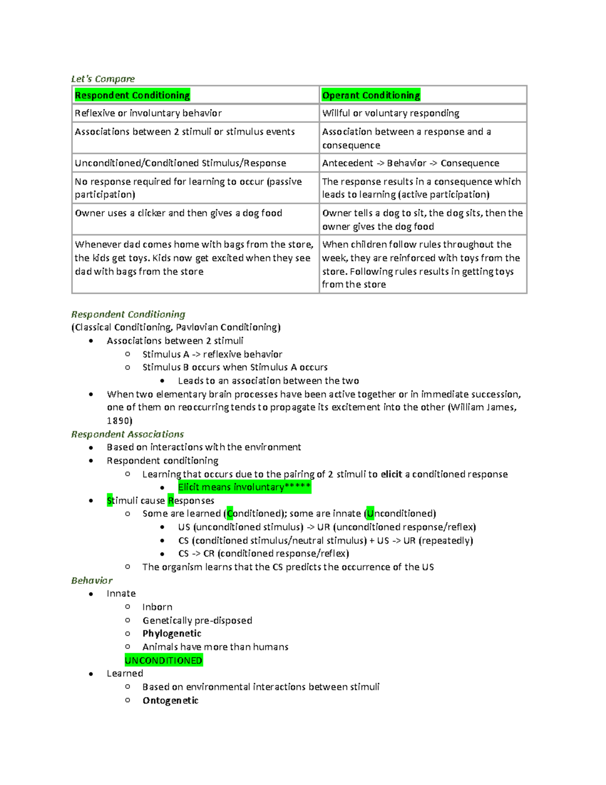 M3- Respondent Conditioning - Let's Compare Respondent Conditioning ...