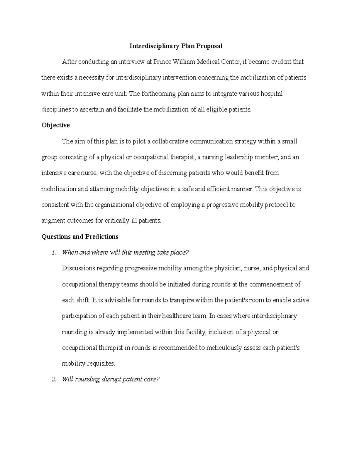 Interdisciplinary plan - The forthcoming plan aims to integrate various ...